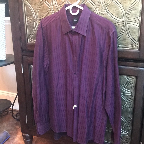 Shirts | Hugo Boss Mens Wine Color Dress Shirt | Poshmark